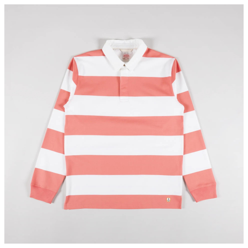 Armor Lux Men's ML Heritage Rugby Polo | Navy/Coral- 71728