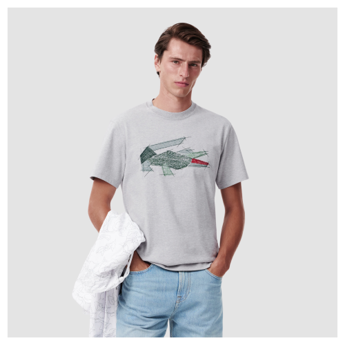Lacoste Men's Stitch Crocodile Graphic T-Shirt | Grey - TH3603-00 CCA ...