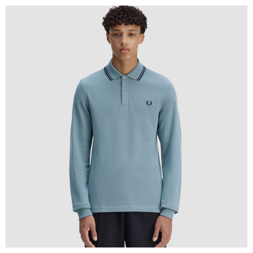 Fred Perry Long Sleeved Polo Shirt - Blue | Kular Fashion