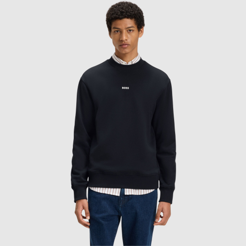 BOSS Relaxed-Fit Sweatshirt In Cotton Terry With Contrast Logo ...