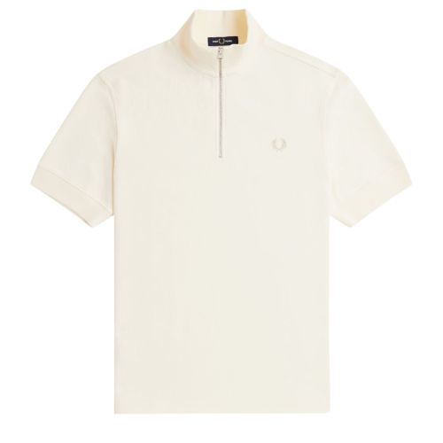Fred Perry Mens Slub ¼ Zip | Ecru - M7856