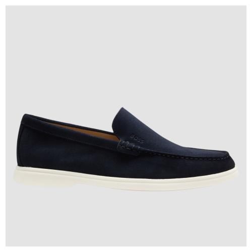 BOSS Suede Loafers With Contrast Outsole | Navy - 50543083-401
