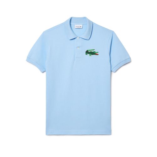Lacoste Geometric Crocodile Polo T-Shirt | Sky Blue-PH3600-HBP-White ...