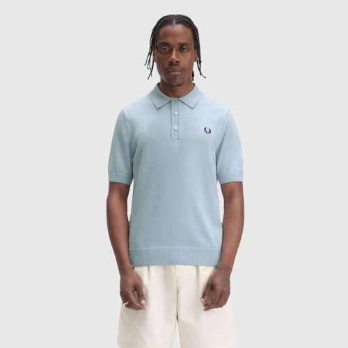 Fred Perry Cotton Knitted Shirt | Sky Blue - K9725-146, Olive Mint ...