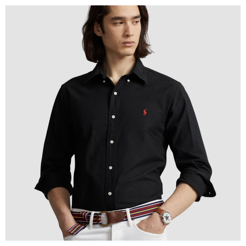 Polo Ralph Lauren Custom Fit Garment-Dyed Oxford Shirt | Black ...