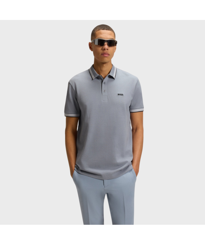 BOSS Paddy Polo Shirt In Cotton Piqué With Logo Undercollar | Steel ...