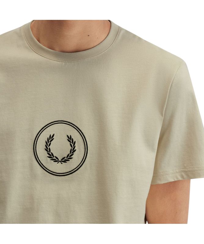 Fred Perry Mens Circle Branding T-Shirt | Beige - M5630