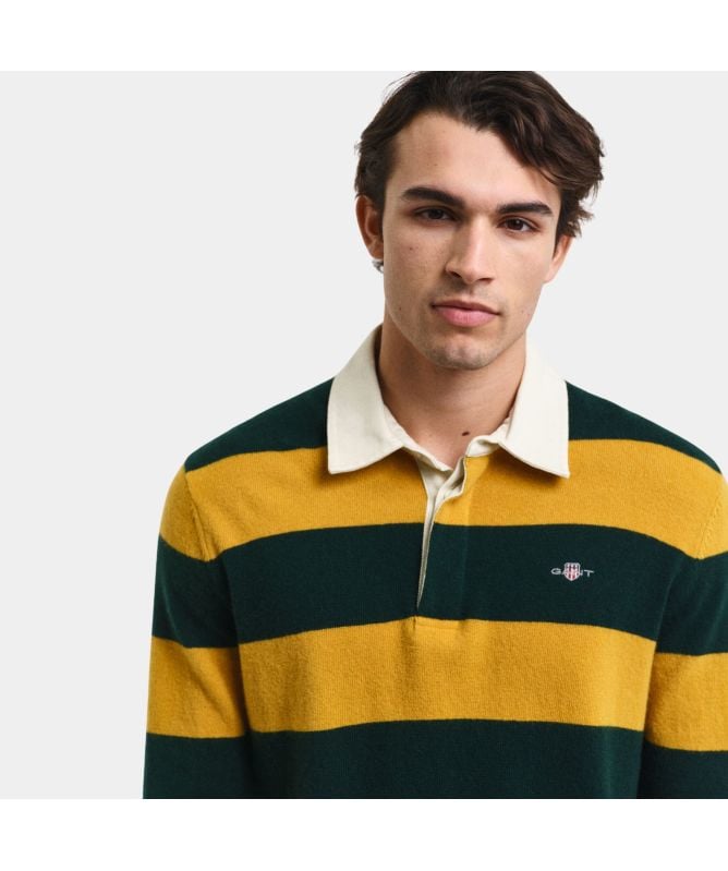 GANT Extrafine Lambswool Stripe Rugger | Navy-8050228-410-green-374 ...