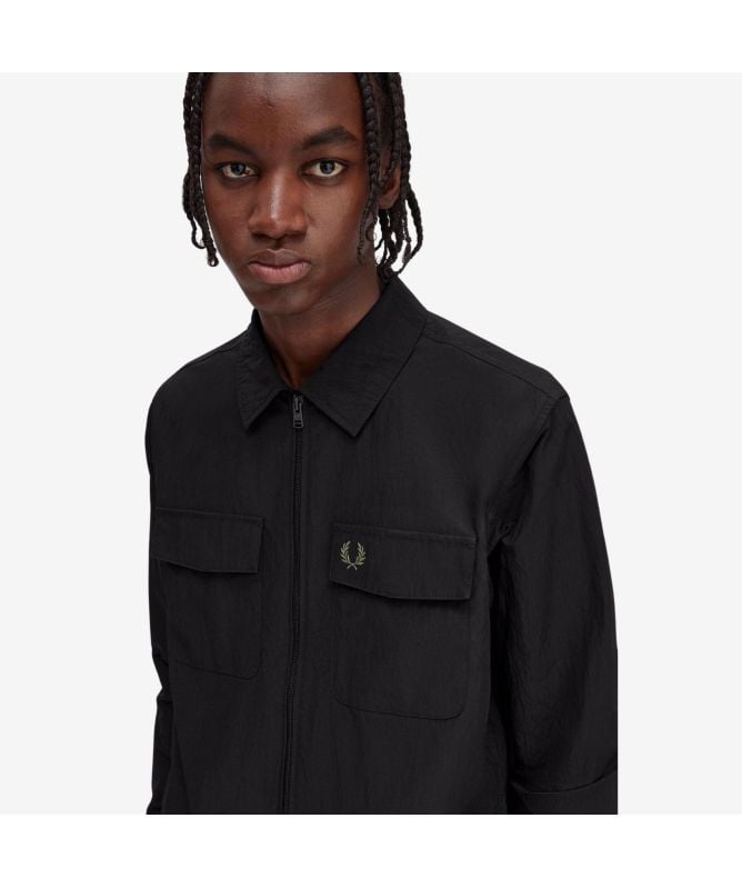 Fred Perry Zip Through Pocket Overshirt | Black-M5684-236 -kular fashion