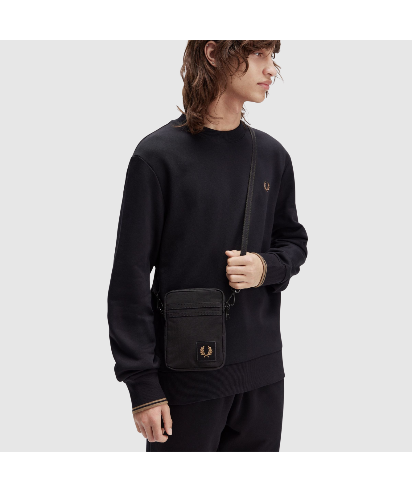 Fred Perry Nylon Badge Small Side Bag | Black - L1194-102 | Kular Fashion