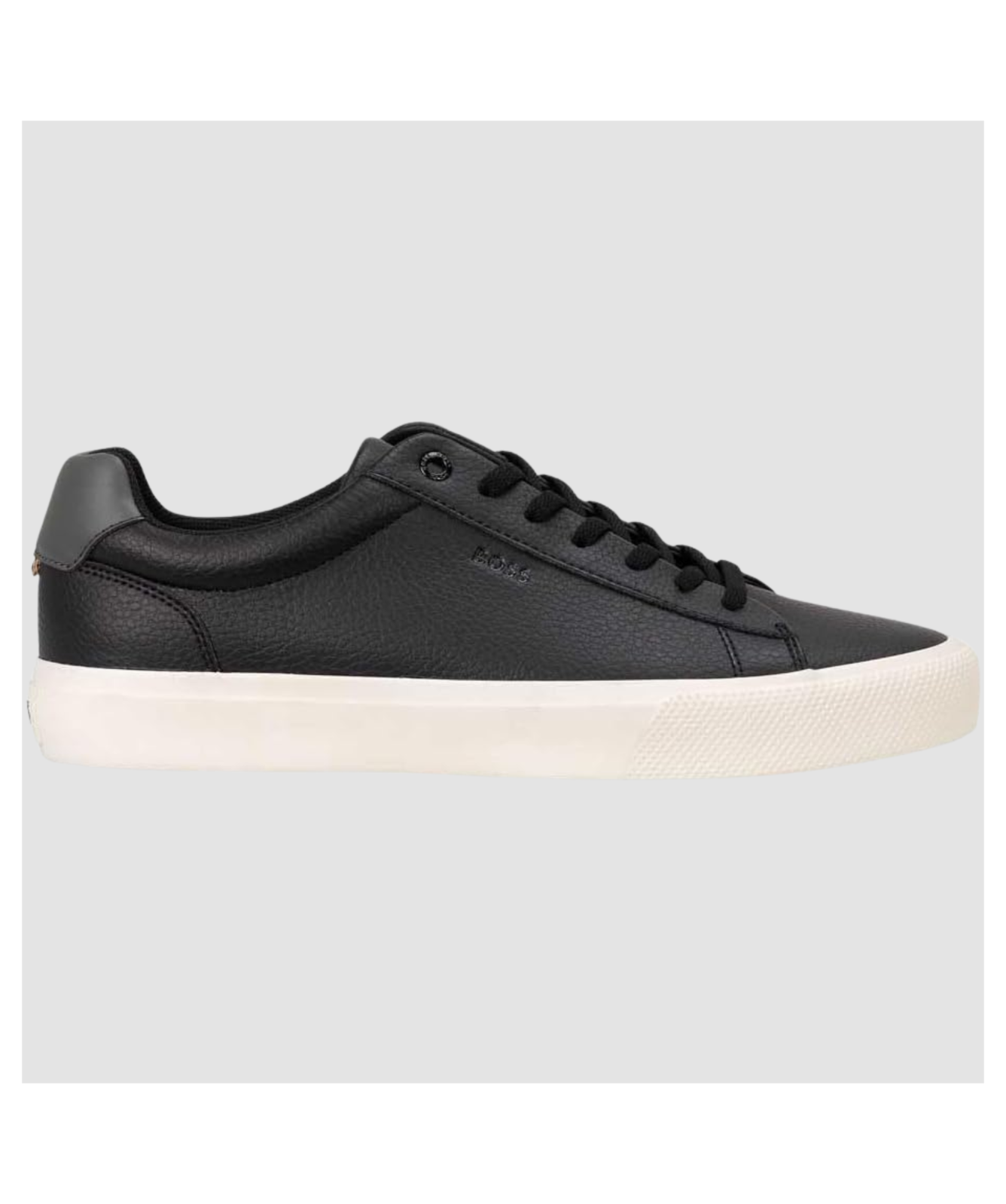 BOSS Faux-Leather Trainers With Contrast Backtab | Black - 50542114 002
