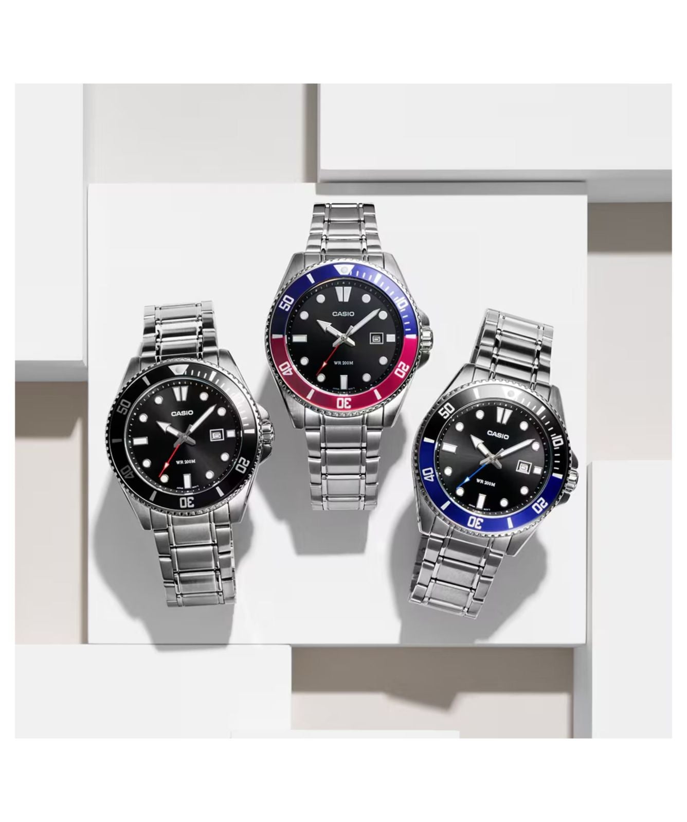 Men's CASIO Diver Style Watch - Silver | Kular Fashion