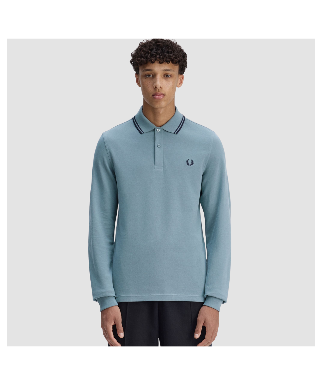 Fred Perry Long Sleeved Polo Shirt - Blue | Kular Fashion