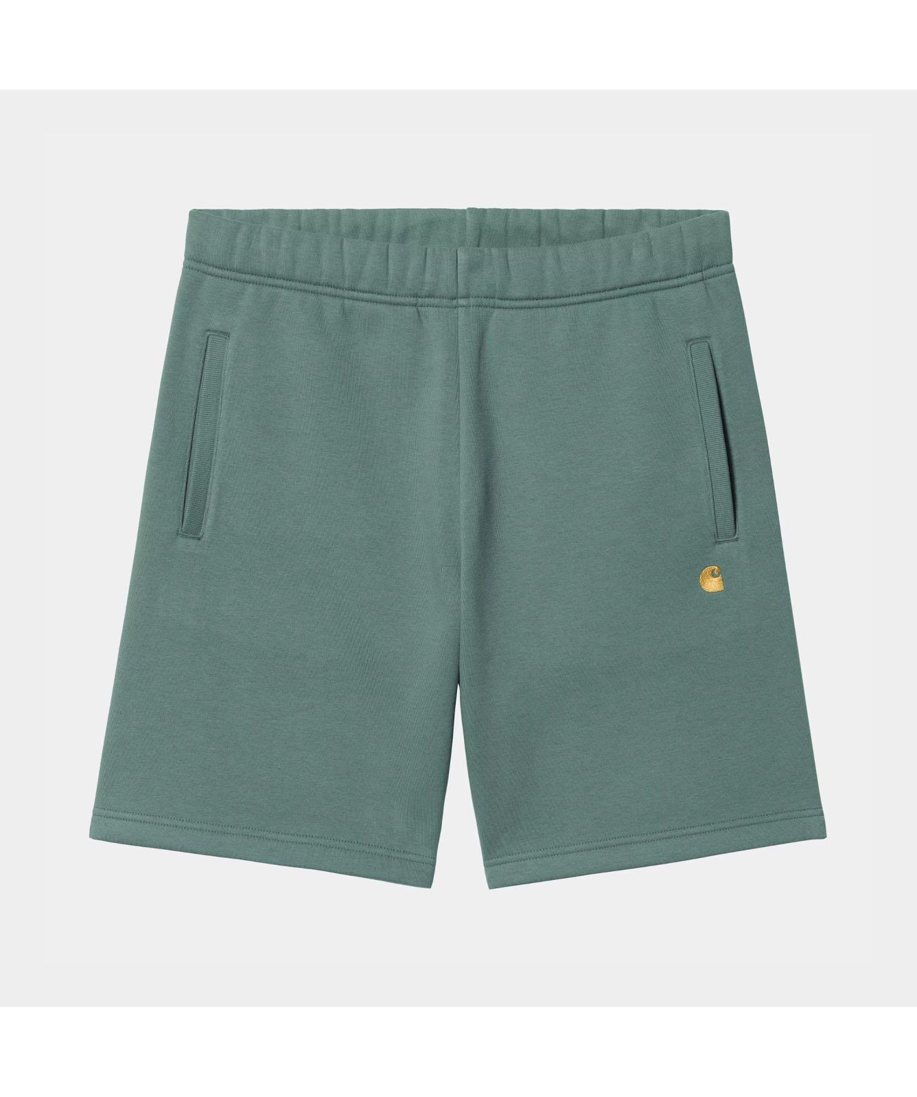 Carhartt WIP Chase Sweat Short | Silver Pine/Gold logo-I033669-2N0 ...