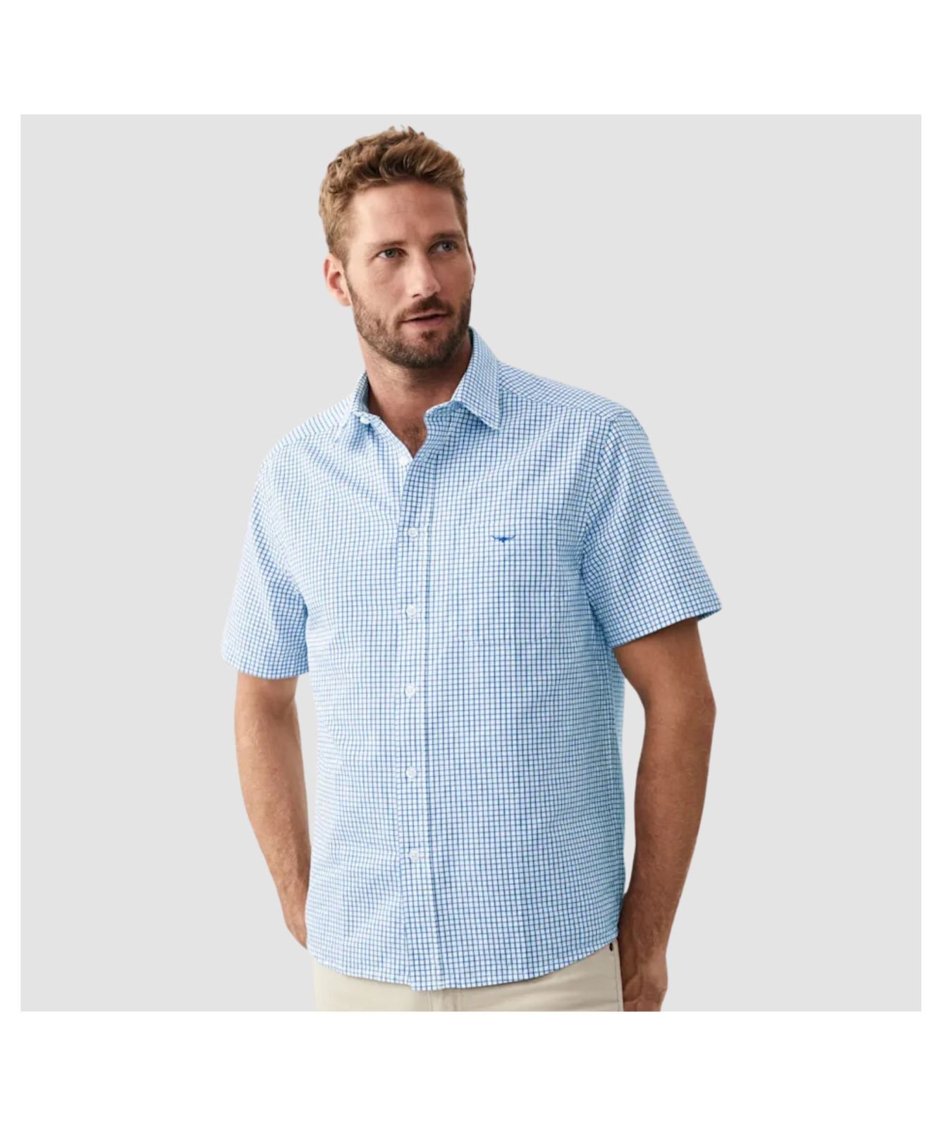 Men's R.M. Williams Short Sleeve Shirt - Blue | Kular Fashion