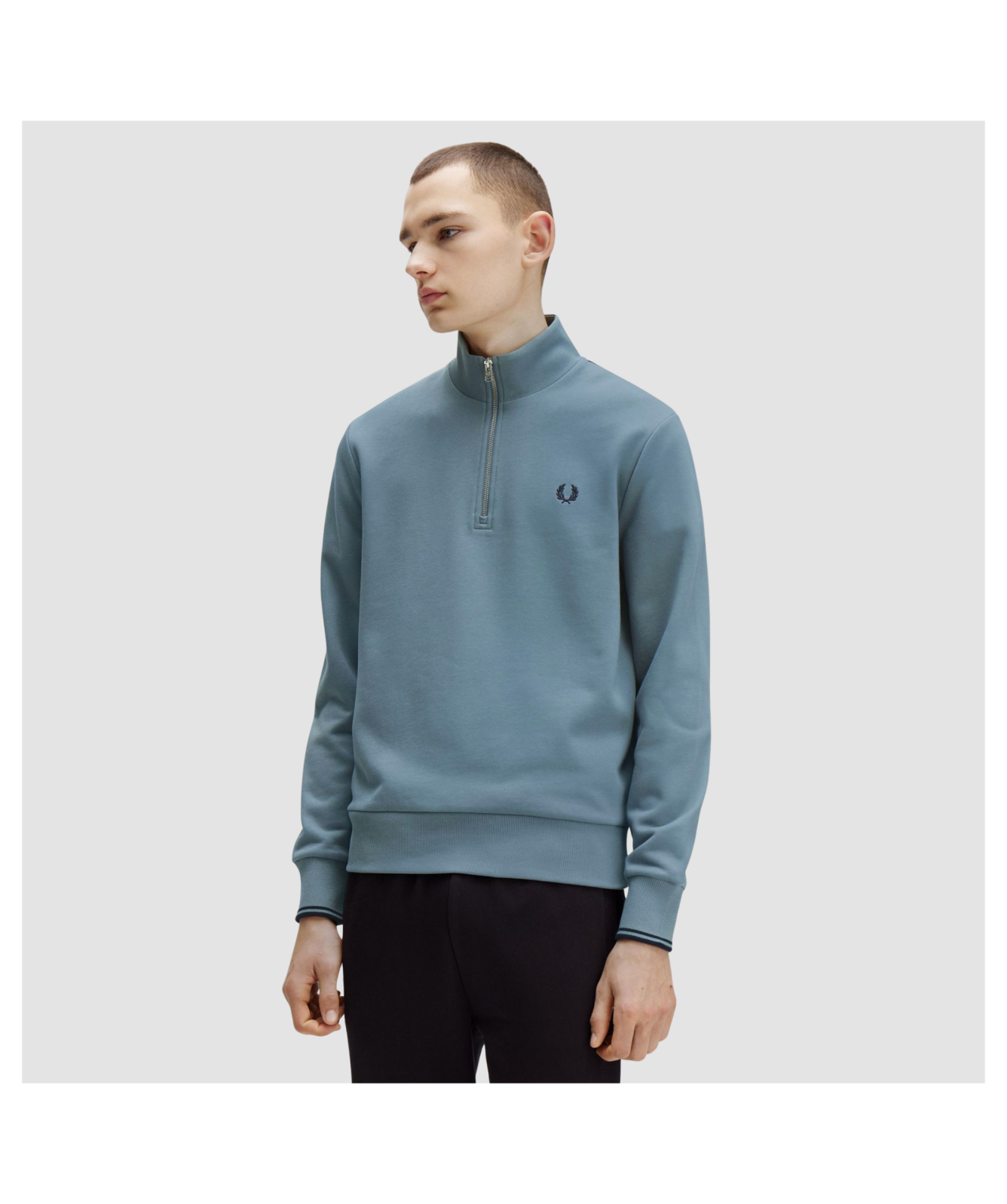 Fred Perry Half Zip Sweatshirt - Stockport Blue / Navy | Kular Fashion
