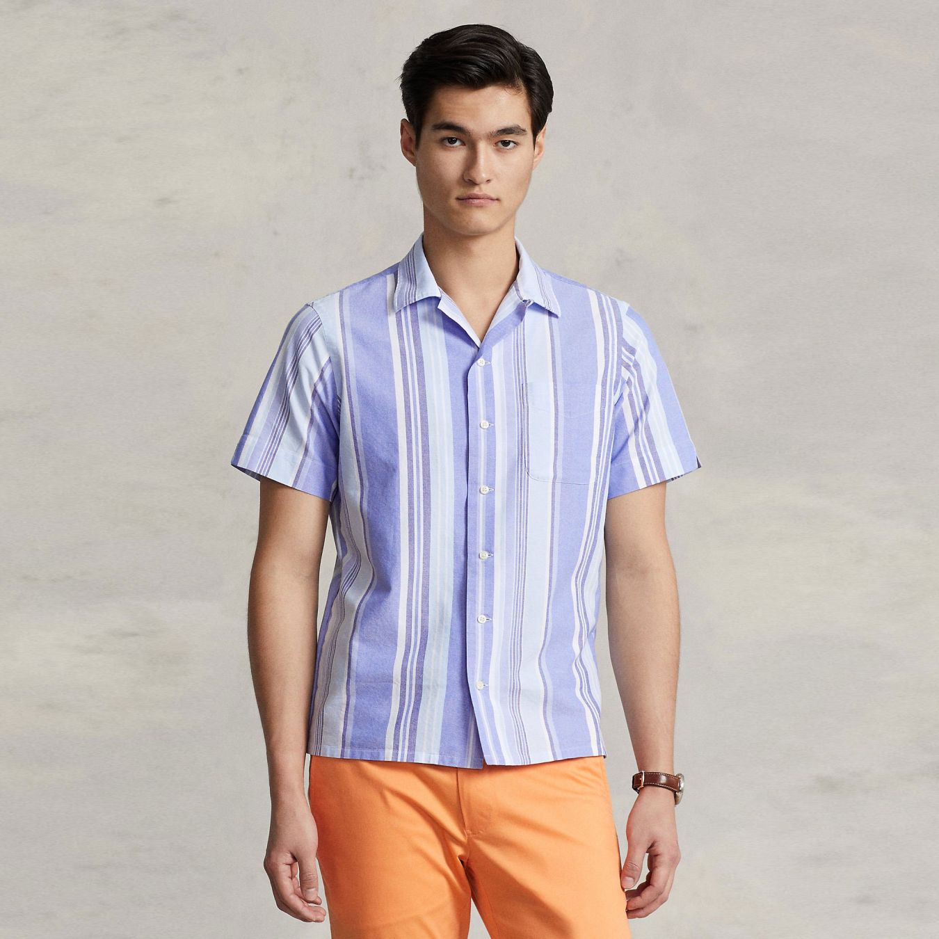 Polo Ralph Lauren Fit Striped Oxford Camp Shirt | Blue